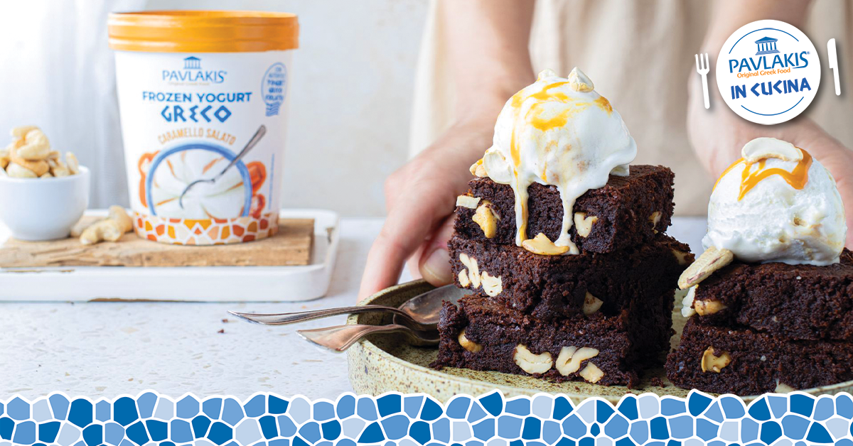 Brownies con Frozen Yogurt al Caramello | Pavlakis